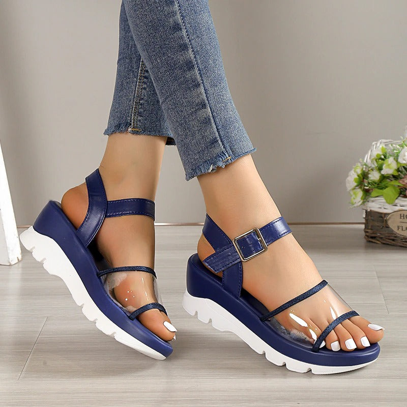 Cuzcare Arch Support Sandals Women Memory Foam Clear Ankle Strap EVA P